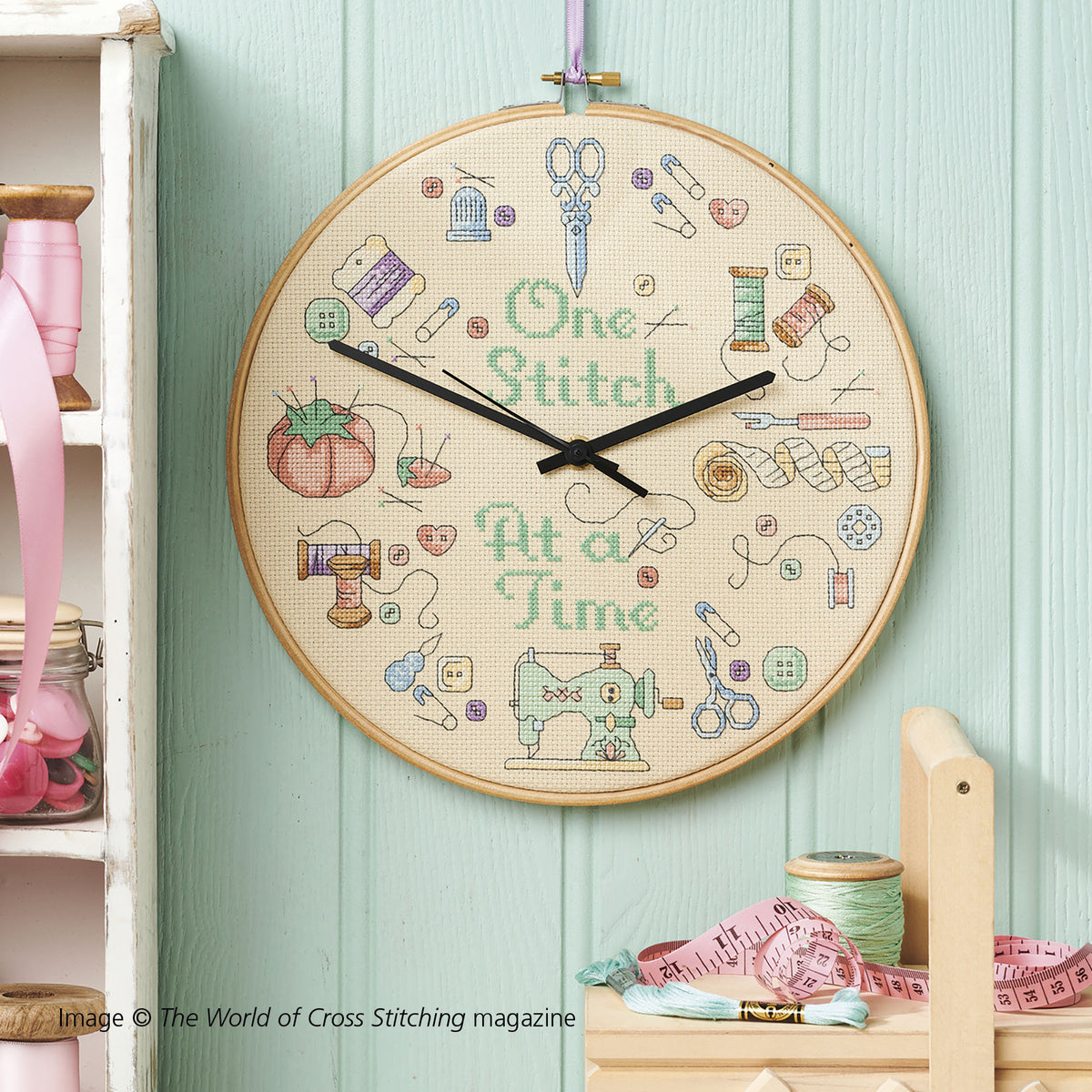 Stitching Clock Cross Stitch Pattern PDF – Tiny Modernist Cross Stitch