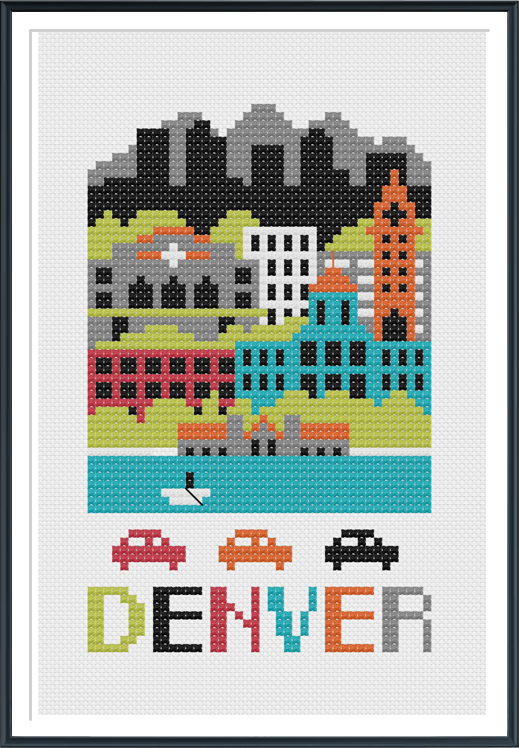 Denver Cross Stitch Pattern – Tiny Modernist Cross Stitch